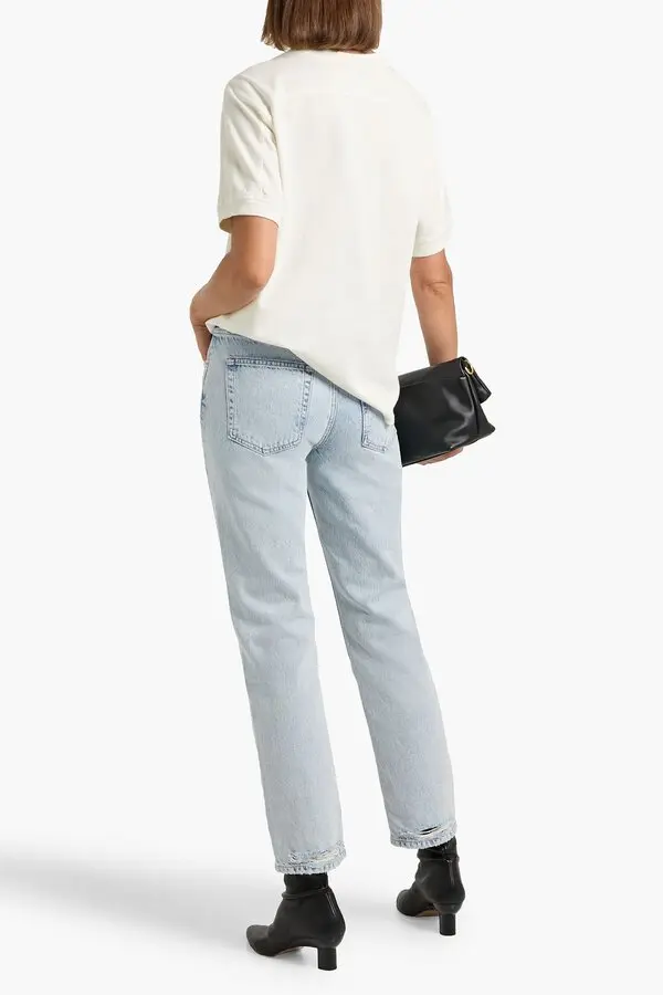 ANINE BING Kate Distressed High-rise Straight-leg Jeans
