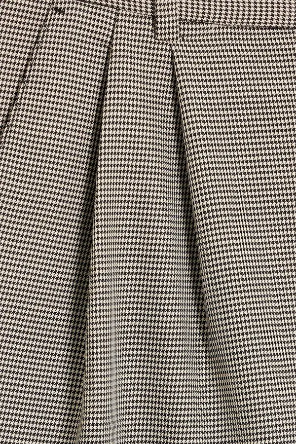 ANINE BING Carrie Pleated Houndstooth Wool-blend Shorts