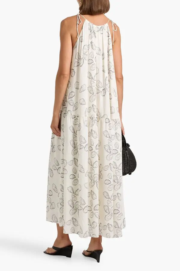 ANINE BING Santana Printed Crepe De Chine Maxi Dress