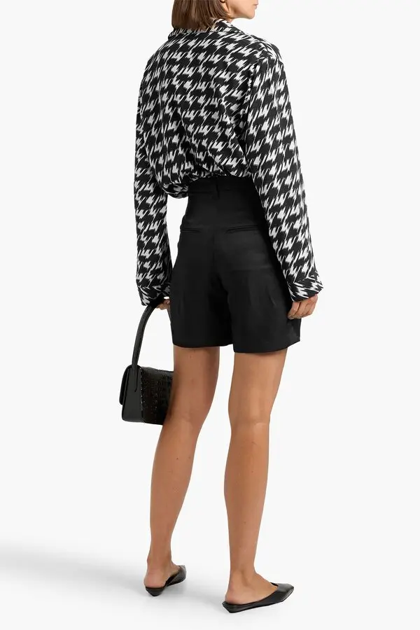ANINE BING Aiden Houndstooth Crepe Shirt