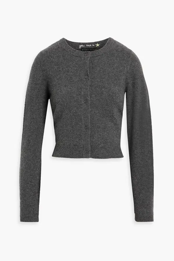 Alice + Olivia Alice Olivia Dollie Cropped Cashmereblend Cardigan - Anthracite