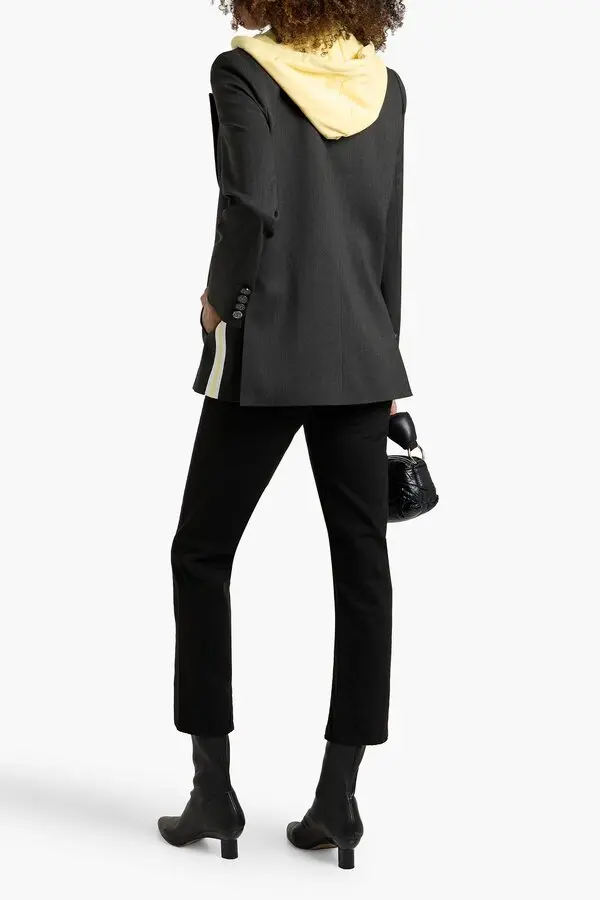Alice + Olivia Jordan Layered Jersey And Twill Hooded Blazer