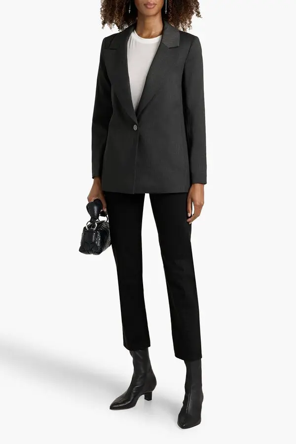 Alice + Olivia Jordan Layered Jersey And Twill Hooded Blazer