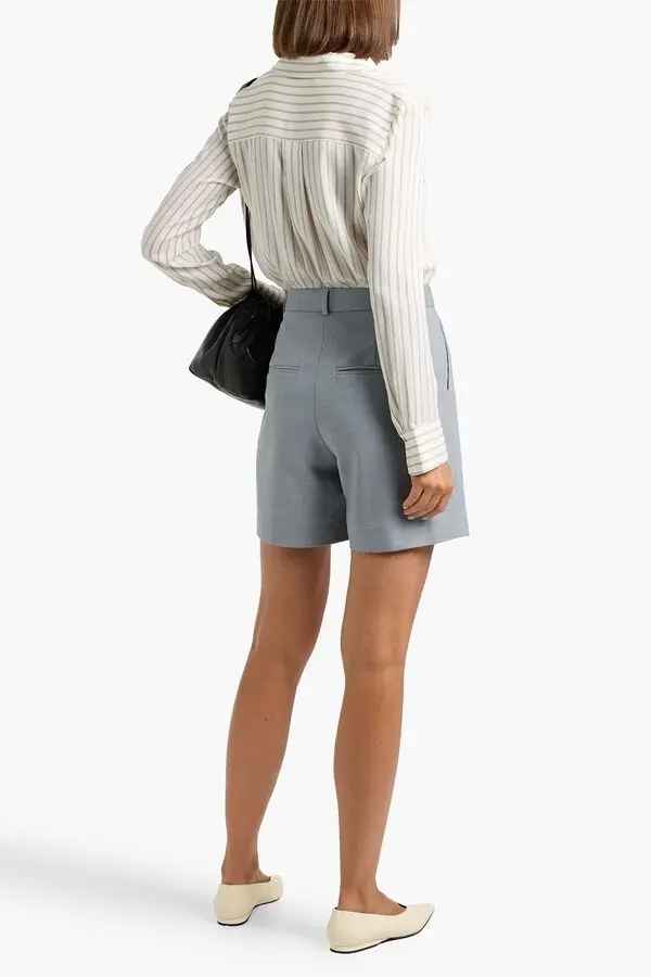 ANINE BING Carrie Pleated Twill Shorts