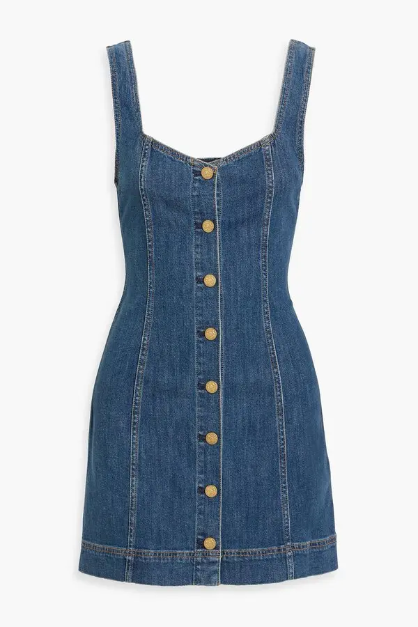 Alice + Olivia Alice Olivia Danica Denim Mini Dress - Mid Denim