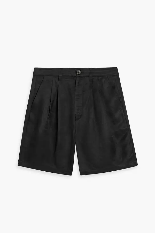 ANINE BING Carrie Pleated Twill Shorts - Black