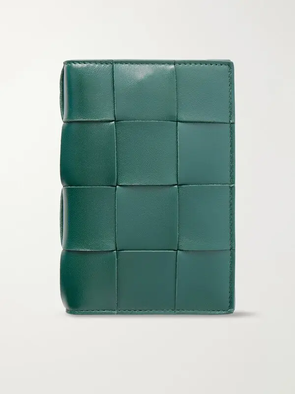Bottega Veneta Cassette Intrecciato Leather Passport Case - Green