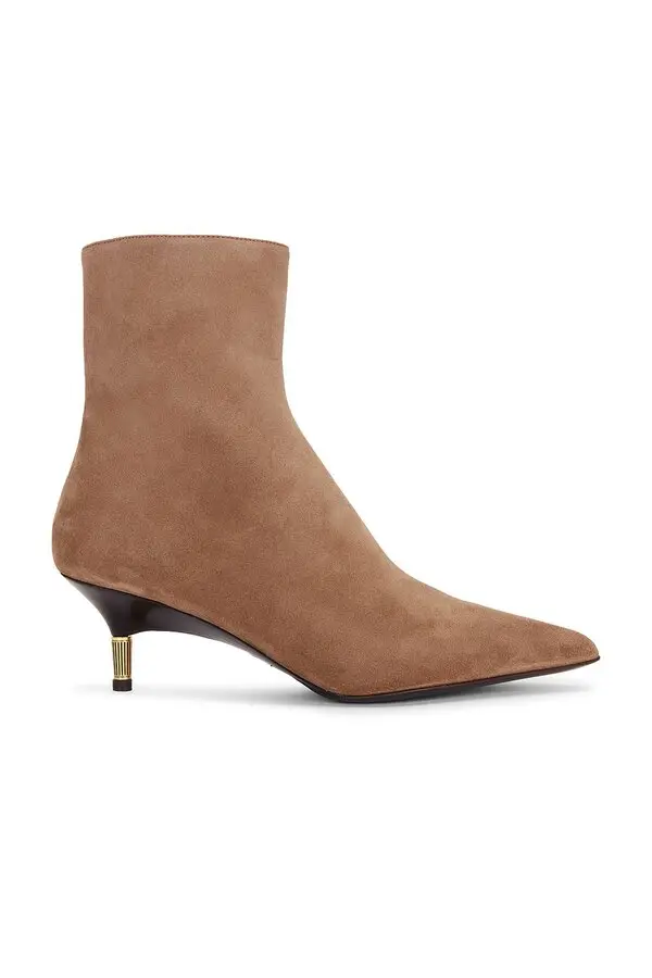 Khaite Bella Ankle 55 Boot In Brown - Dattero