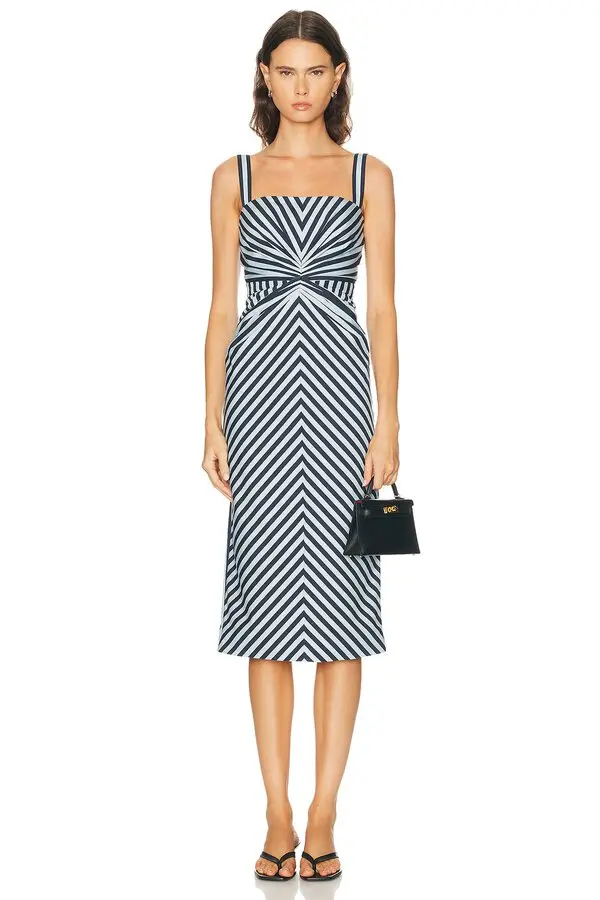Carolina Herrera Slim Strap Pencil Dress In Blue