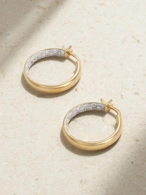 Yvonne Léon 9-karat Diamond Hoop Earrings - Gold