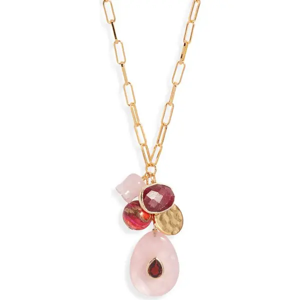Nest Jewelry Rose Quartz Charm Necklace - Pink