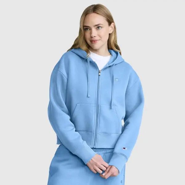 Champion Cropped Zip-up Hoodie - Riviera
