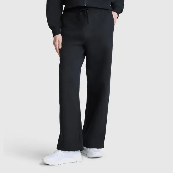 Champion Wide Leg Fleece Sweatpants, C Logo - Black