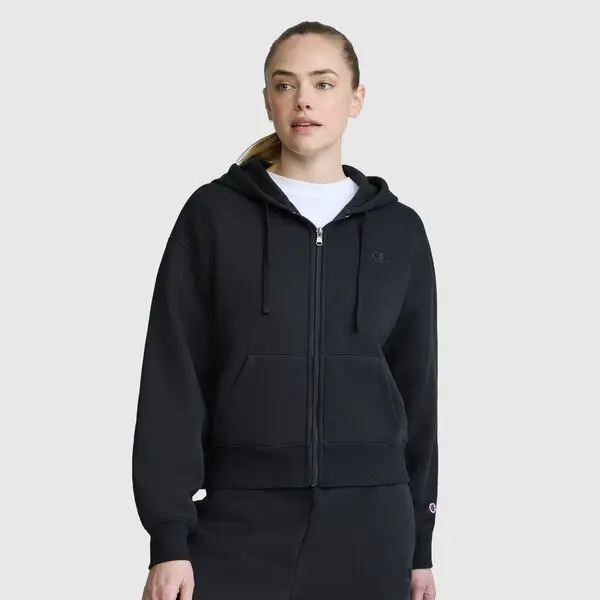 Champion Cropped Zip-up Hoodie - Black