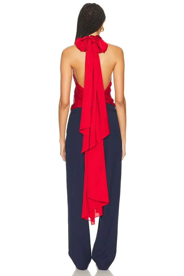 HELSA Natasha Silk Halter - Ruby Red