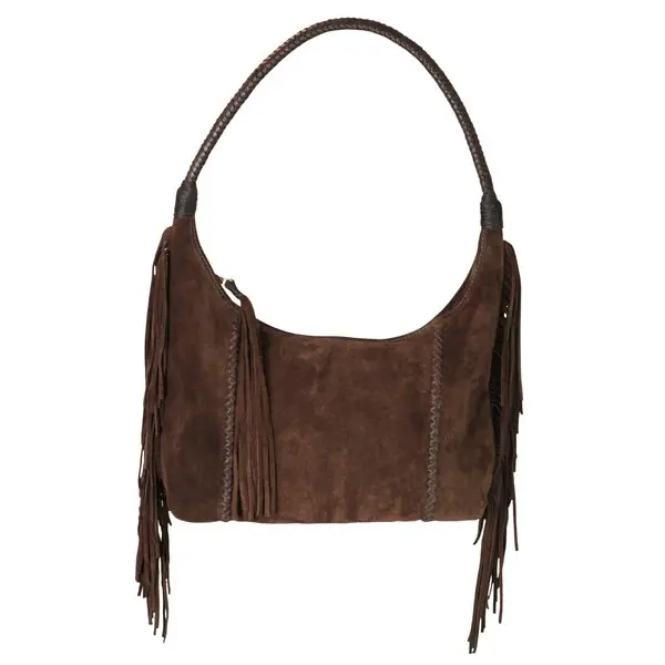 Carlos Falchi Fringe Suede Hobo Bag - Brown