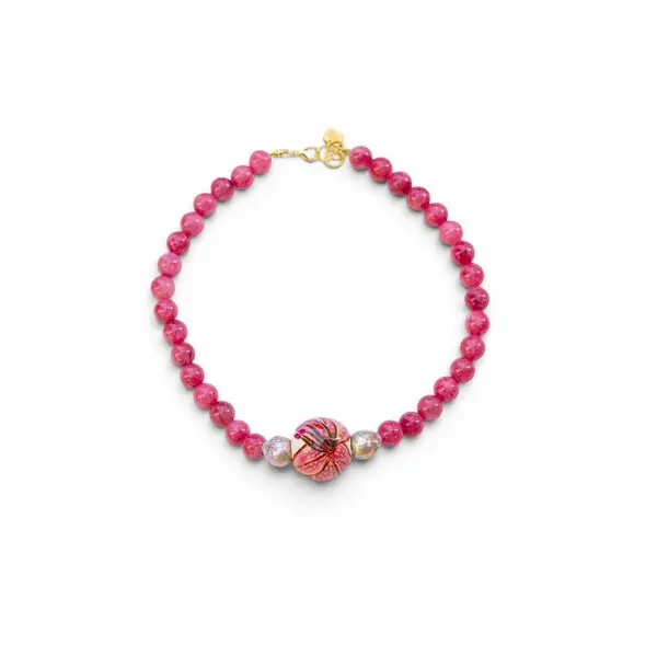 SUNSET MAGIC STUDIO Handpaint Detailed Gemstone Necklace-lilly - Yellow