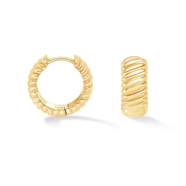 DOWER & HALL Wide Twist Huggie Hoops - Gold