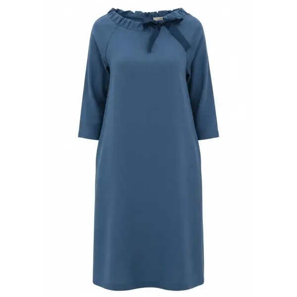LEMUSE French — Stonewashed Linen Dress With Adjustable Ribbon Bow - Blue
