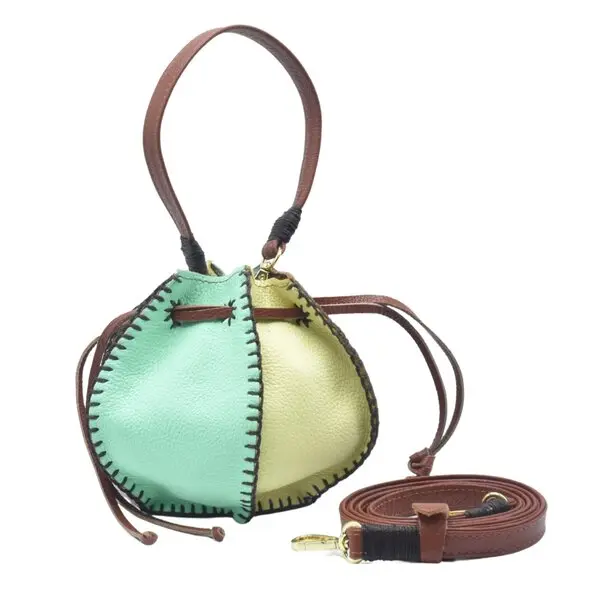 Carlos Falchi Leather Mini Bucket Pouch Bag