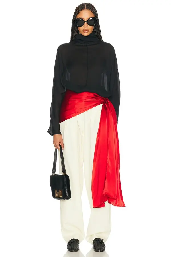 HELSA Dolman Popover Top In Cupro - Black