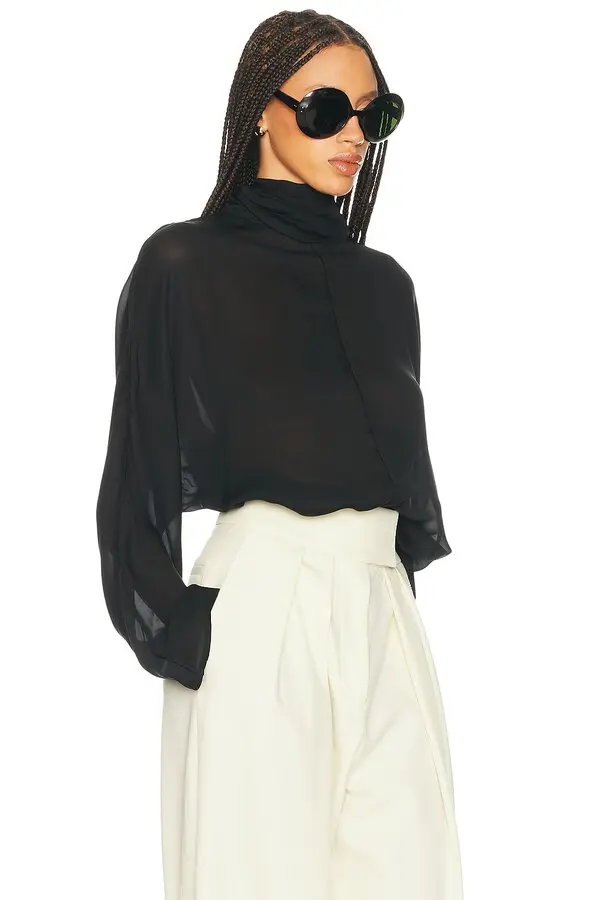 HELSA Dolman Popover Top In Cupro