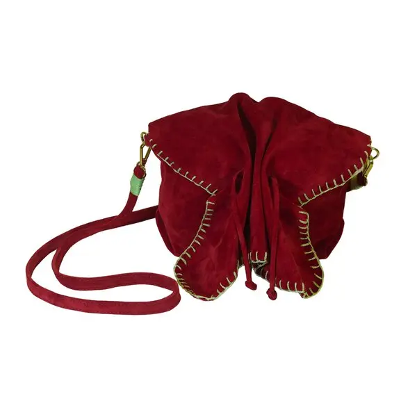 Carlos Falchi Butterfly Suede Leather Bag Malbec