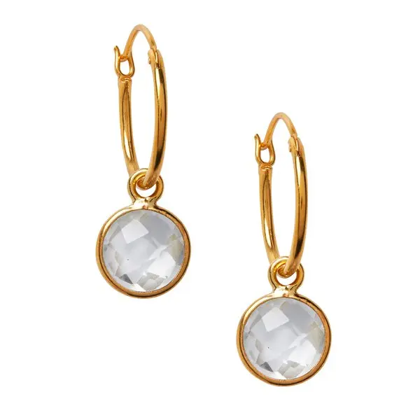 GODDESS CHARMS Neutrals / Clear Quartz Power Stone Earrings - Gold