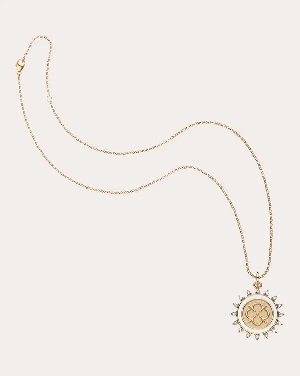 JANE WIN Moonstone Love Petite Coin Pendant Necklace - Gold