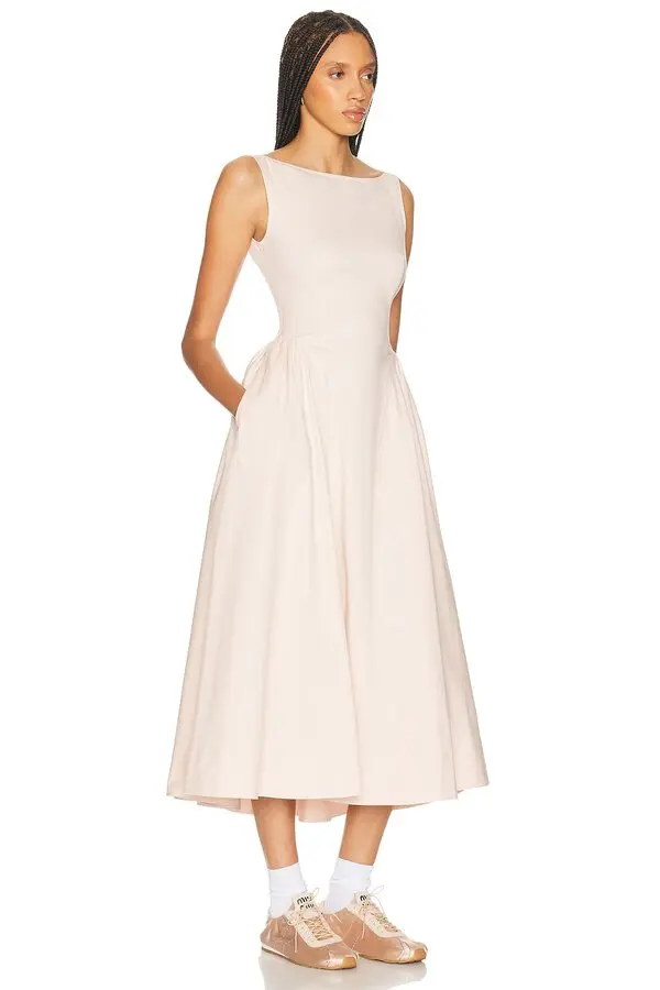 HELSA Stretch Cotton Sateen Midi Dress