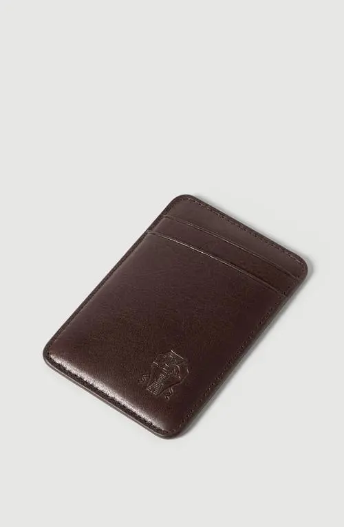 Brunello Cucinelli Grained Leather Magnetic Card Holder