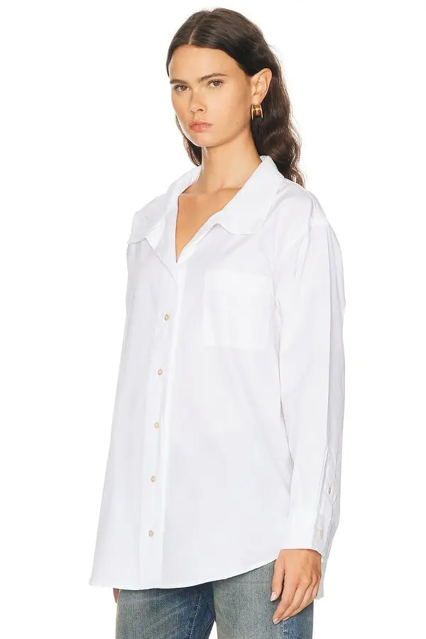 R13 Tall Collar Boyfriend Button Up Shirt