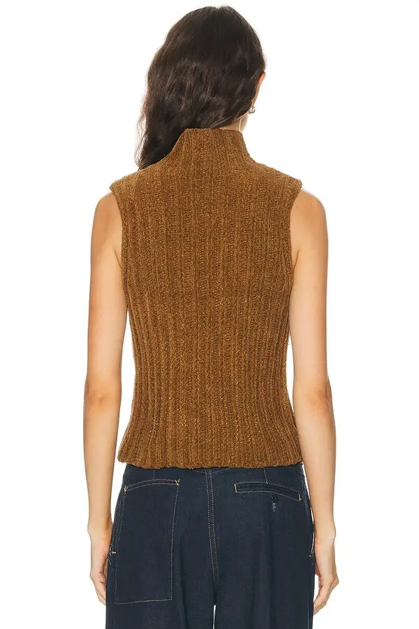R13 Ribbed Sleeveless Turtleneck Sweater