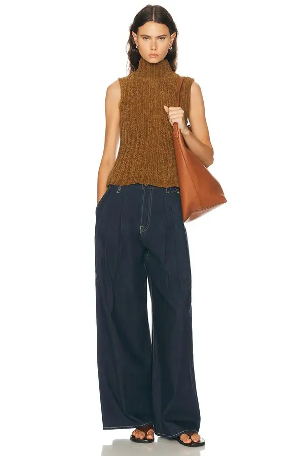 R13 Ribbed Sleeveless Turtleneck Sweater