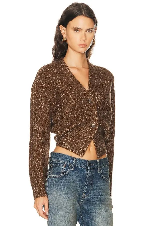 R13 Split Hem Ribbed Cardigan