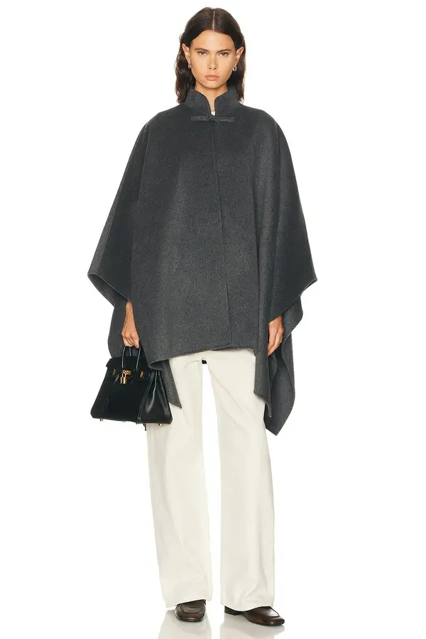 RÓHE Double Faced Wool Pankou Closure Poncho