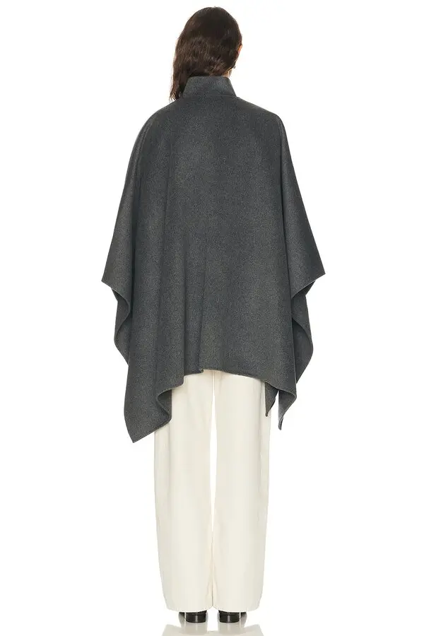 RÓHE Double Faced Wool Pankou Closure Poncho - Dark Grey Melange
