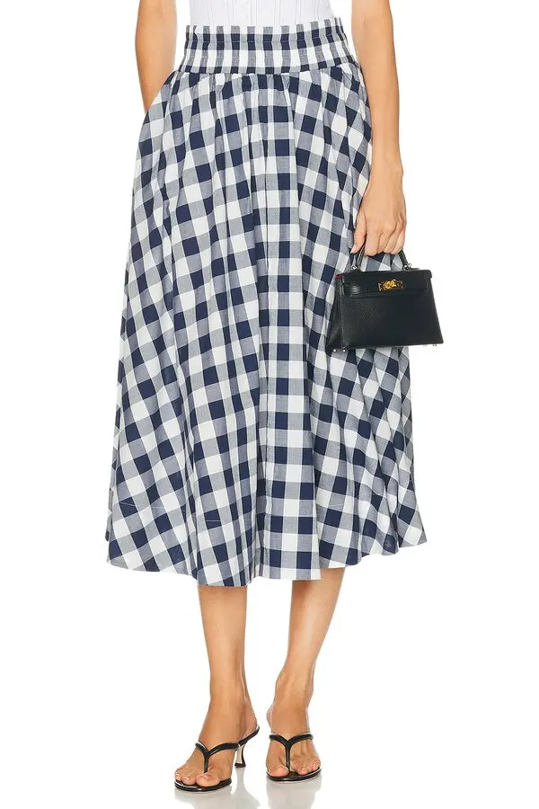 Suzie Kondi Kyria Circle Skirt - Large Navy Gingham