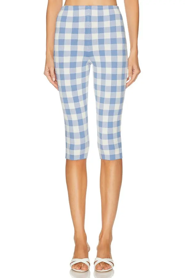 SEROYA Diondra Gingham Capri Pants - Coastal Blue Gingham