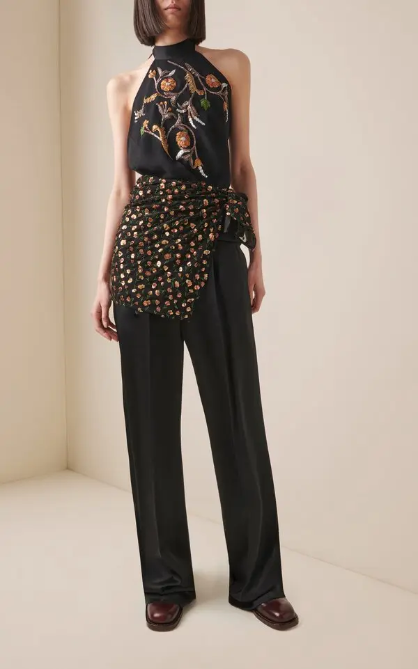 Dries Van Noten Pleated Satin Straight-leg Pants