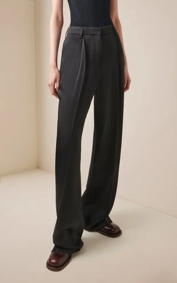 Dries Van Noten Pleated Satin Straight-leg Pants