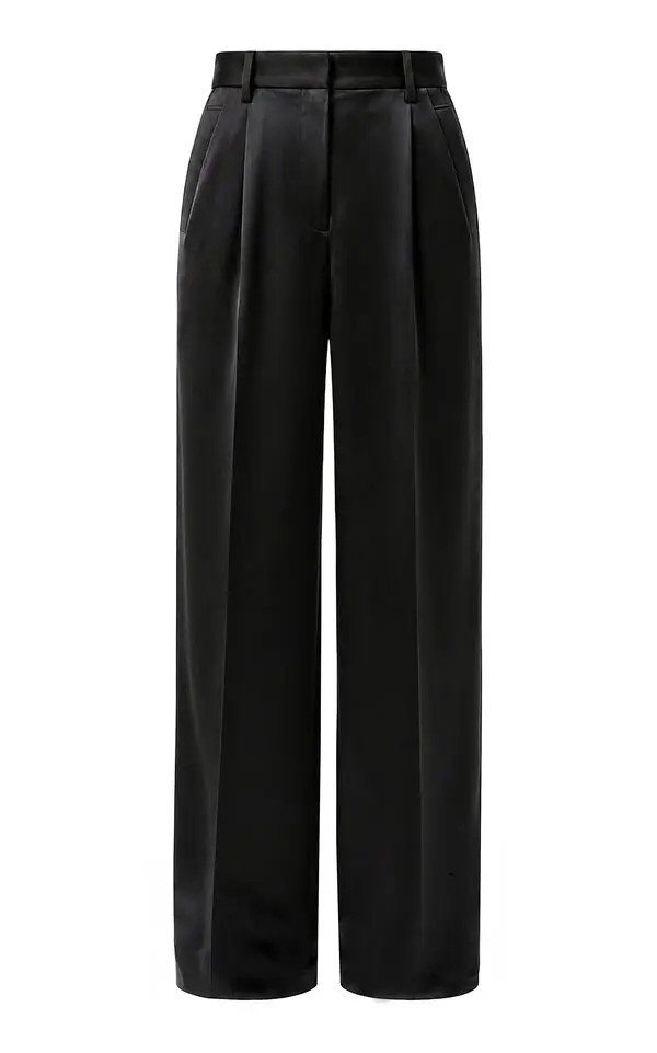 Dries Van Noten Satin Pleated Straight-leg Trousers