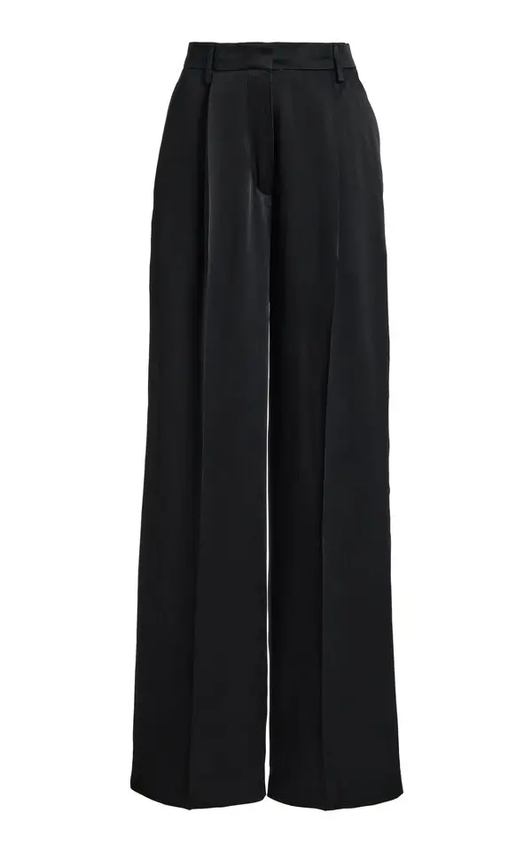 Dries Van Noten Satin Pleated Straight-leg Trousers - Black