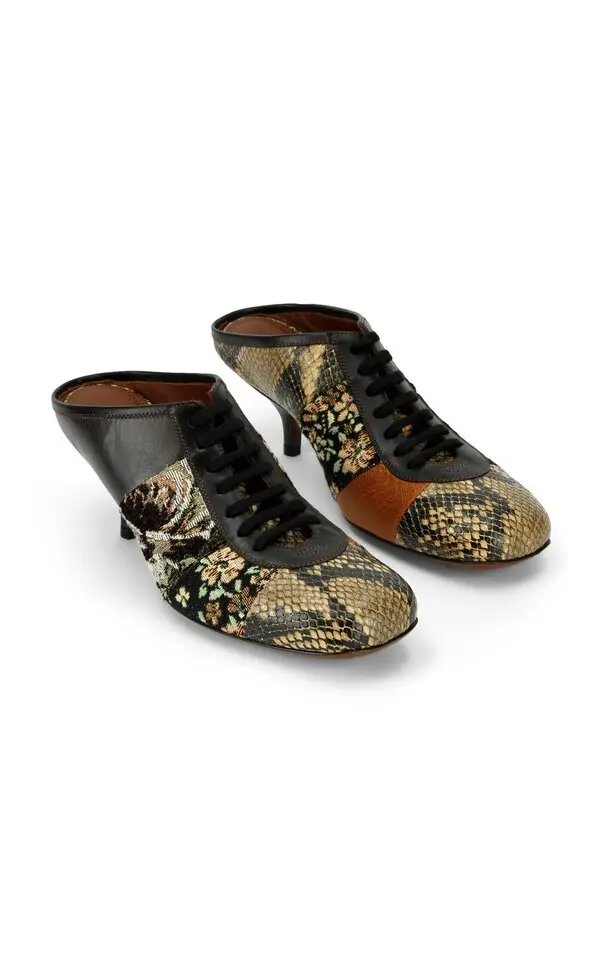 Dries Van Noten Snake-printed Leather Mules