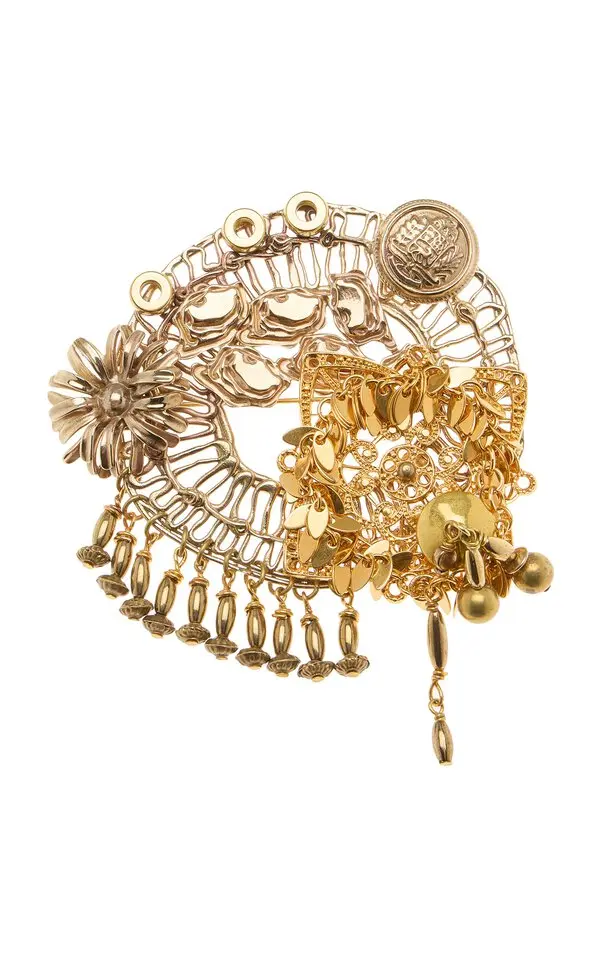 Dries Van Noten Aged Brass Pin Brooch - Gold