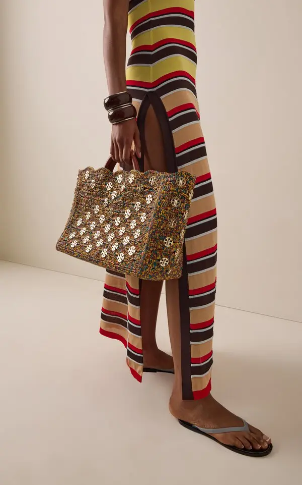 Rabanne Embellished Raffia Tote Bag