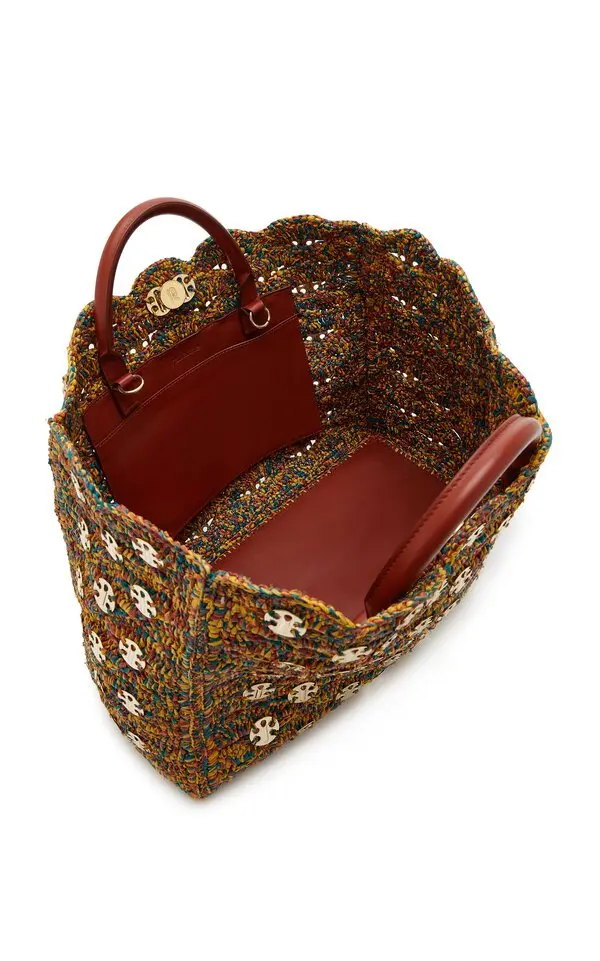Rabanne Embellished Raffia Tote Bag