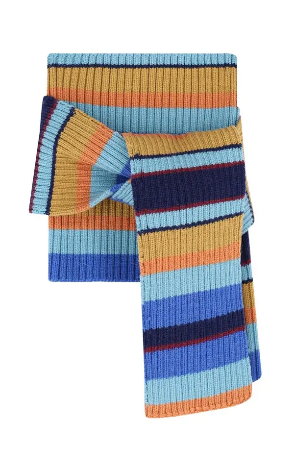 Dries Van Noten Tophe Striped Wool Scarf - Blue