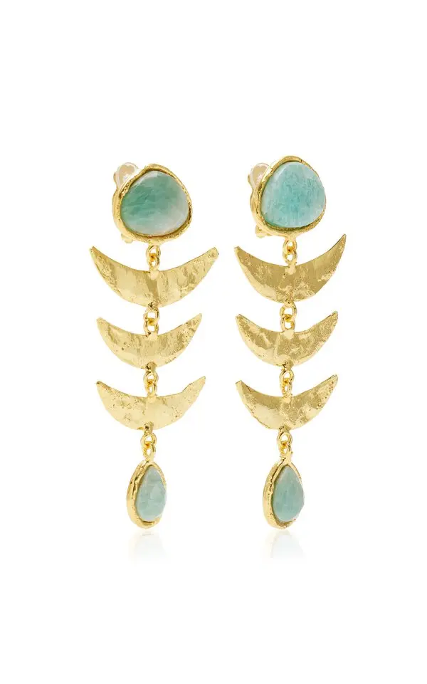 Sylvia Toledano Happy Fish Golden Brass Amazonite Earrings