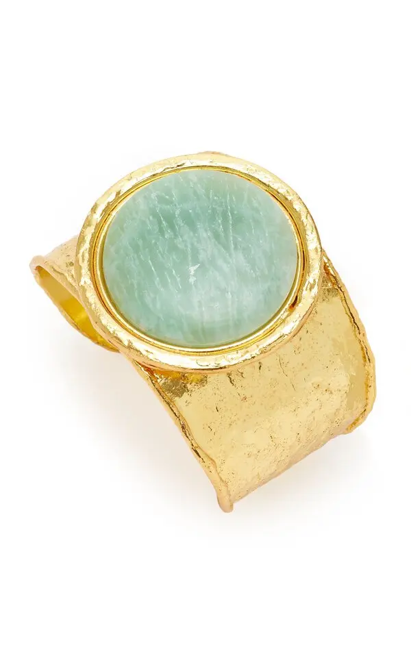 Sylvia Toledano Sphere Golden Brass Amazonite Cuff